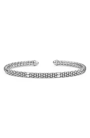 Lagos Signature Caviar Beaded Cuff Bracelet In Sterling Silver And 18k Gold