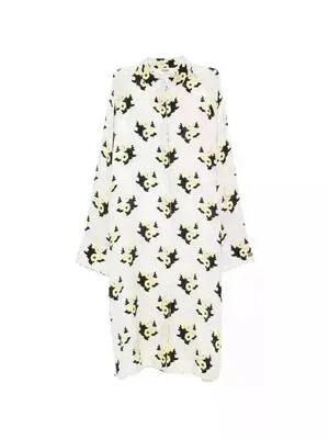 Fendi Floral Print Buttoned Midi Dress - Neutrals