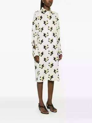 Fendi Floral Print Buttoned Midi Dress