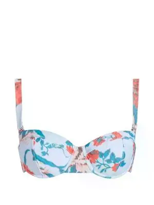 Erdem Floral Print Underwired Bikini Top - Blue