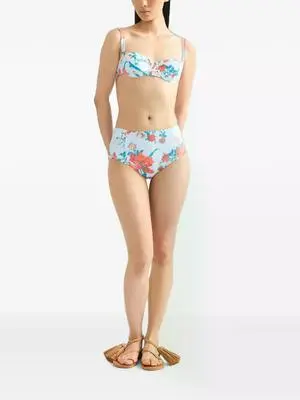Erdem Floral Print Underwired Bikini Top - Blue