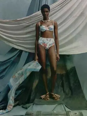Erdem Floral Print Underwired Bikini Top - Blue
