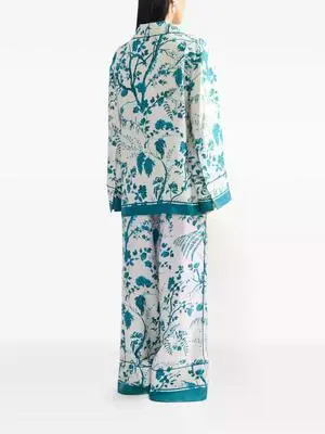 Erdem Botanical Print Silk Trousers