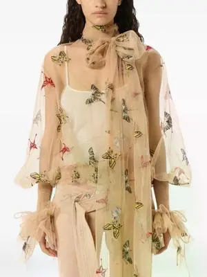 Blumarine Embroidered Mesh Blouse