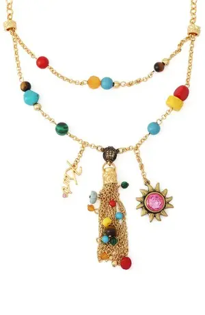 Kurt Geiger Layered Beaded Tassel Necklace