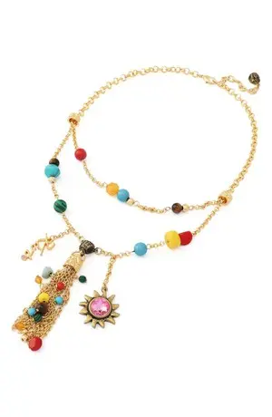 Kurt Geiger Layered Beaded Tassel Necklace