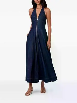NICHOLAS Elsa Halterneck Zip-front Maxi Dress