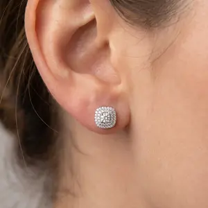 BLISS DIAMOND 1/2 Ct Tdw Genuine Diamond Cushion Halo Studs