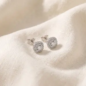 BLISS DIAMOND 1/2 Ct Tdw Genuine Diamond Cushion Halo Studs