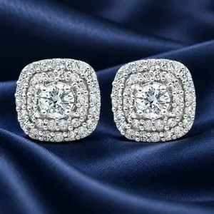 BLISS DIAMOND 1/2 Ct Tdw Genuine Diamond Cushion Halo Studs