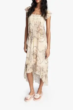 Anna Sui Spirit Bloom Chiffon Ruffle Dress