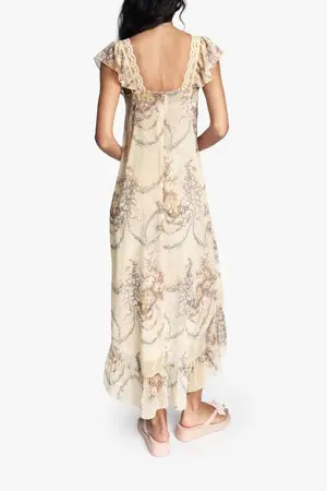 Anna Sui Spirit Bloom Chiffon Ruffle Dress