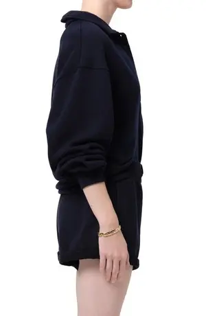 Citizens Of Humanity Johnny Collar Oversize Fleece Sweatshirt - Navy
