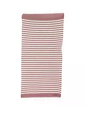 MC2 SAINT BARTH Foutas Striped Fringed Beach Towel - Red