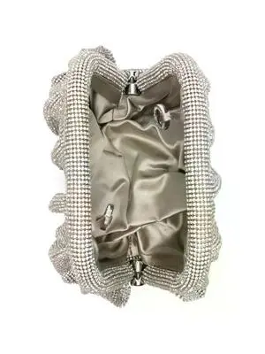 Benedetta Bruzziches Crystal-embellished Ruched Clutch Bag
