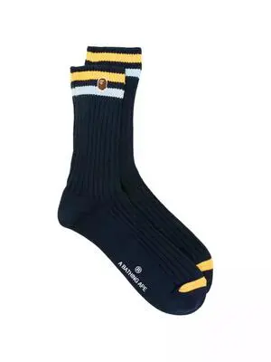 A BATHING APE Ape Head Striped Socks - Blue