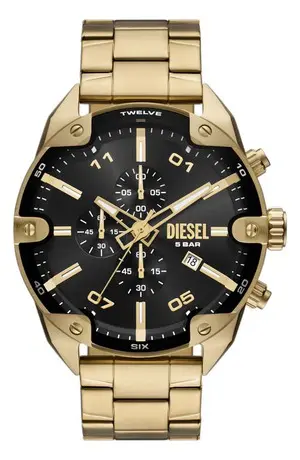 DIESEL® Spiked Tone Chronograph Bracelet Watch - Gold