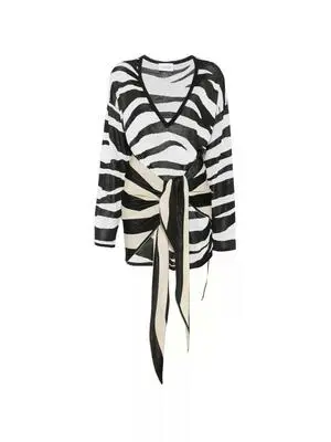 Attico Zebra-print Knotted Mini Dress - Black