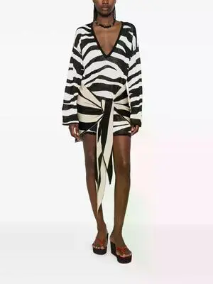 Attico Zebra-print Knotted Mini Dress