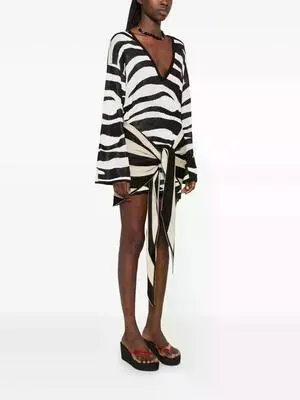 Attico Zebra-print Knotted Mini Dress