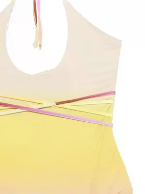 Attico Halterneck Wrap-around Swimsuit - Yellow