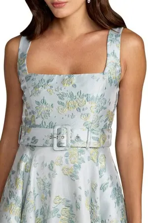 Mac Duggal Sleeveless Belted A-line Midi Dress