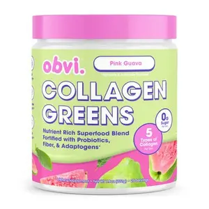 OBVI Collagen Greens Nutrient Rich Superfood Blend Healthy Digestion Pink Guava - None
