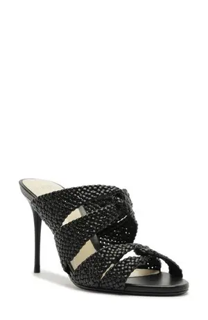 ALEXANDRE BIRMAN Sabrina Woven Leather Stiletto Mule Sandals - Black