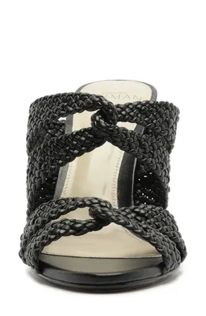 ALEXANDRE BIRMAN Sabrina Woven Leather Stiletto Mule Sandals - Black