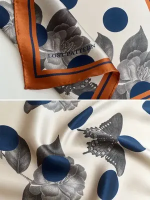 LOST PATTERN Noir Floral Silk Pocket Square