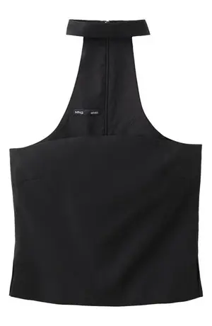 Mango Racerback Mock Neck Top - Black