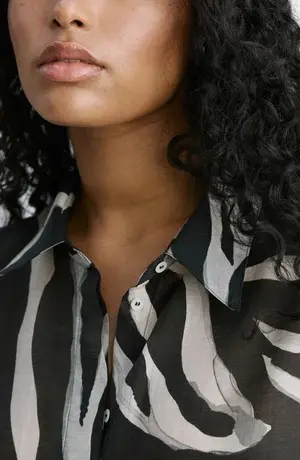 Mango Zebra Print Long Sleeve Shirt