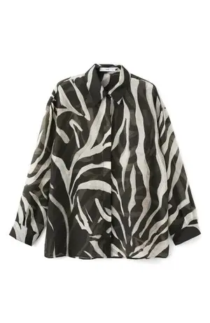 Mango Zebra Print Long Sleeve Shirt