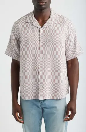 CORRIDOR High Focus Moiré Print Cotton Camp Shirt Dsk