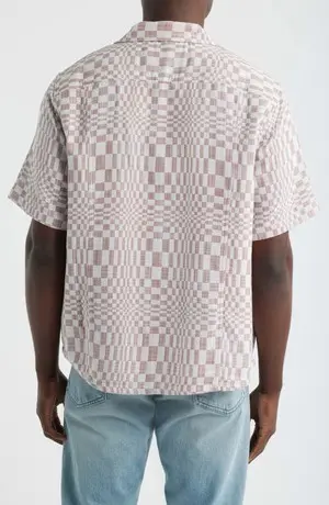 CORRIDOR High Focus Moiré Print Cotton Camp Shirt - Dusk