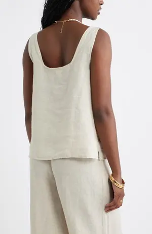 Caslon Linen Button-up Tank - Flax