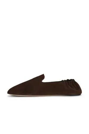 THE ROW Suede Casa Slipper - Lacquer Brown