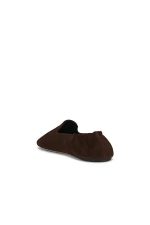 THE ROW Suede Casa Slipper - Lacquer Brown