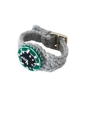 RICE NINE TEN Hand Knit Watch Motif Bracelet Green