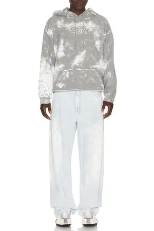 MAISON MARGIELA Grey Cotton Distressed Logo Hoodie