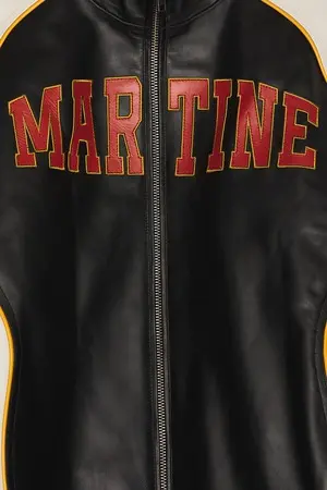 Martine Rose Superbowl Leather Jacket - Black Red