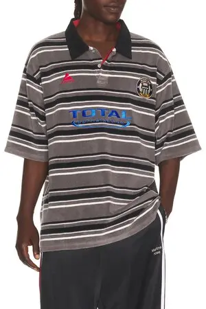 Martine Rose Oversized Polo In Grey - Grey Black Stripe