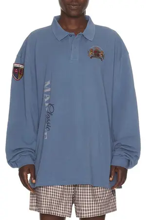 Martine Rose Polo In Blue - Blue Navy Washed