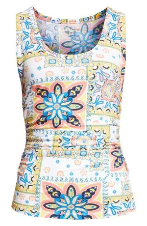 Ramy Brook Sleeveless Tile Print Top - White Piazza