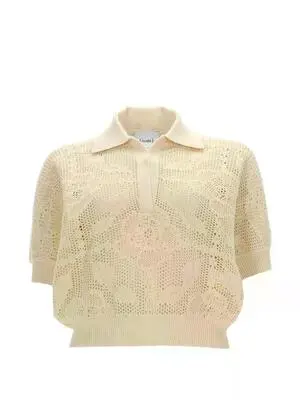 NUDE Crochet Knit Polo Shirt - Neutrals
