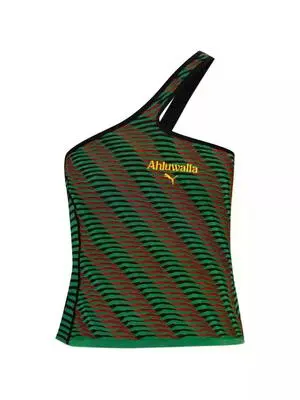 PUMA X Ahluwalia One-shoulder Logo-embroidered Top - Green