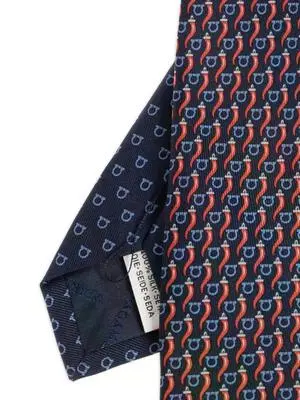 FERRAGAMO Gancini Chilli-print Silk Tie