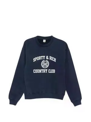SPORTY & RICH Country Club Logo-print Sweater - Blue