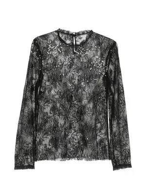 Alberta Ferretti Sequin Embellished Lace Top