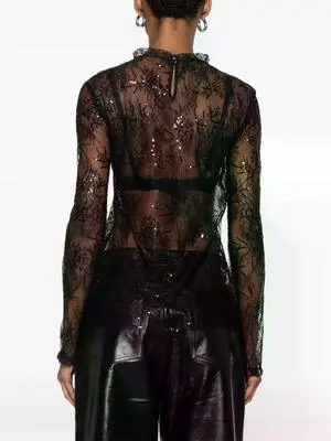 Alberta Ferretti Sequin Embellished Lace Top